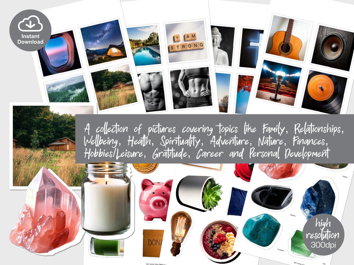 Printable Vision Board Kit: Motivational Collage Template (digital ...