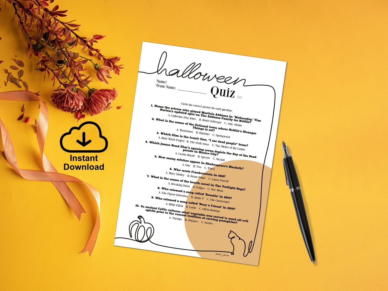 Halloween Printable Quiz 001 Printable Halloween Party Games Halloween ...