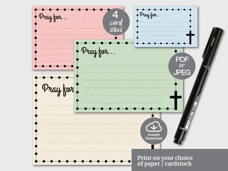 Printable Prayer Request Cards With Rosary Bead Border in Black Ink ...
