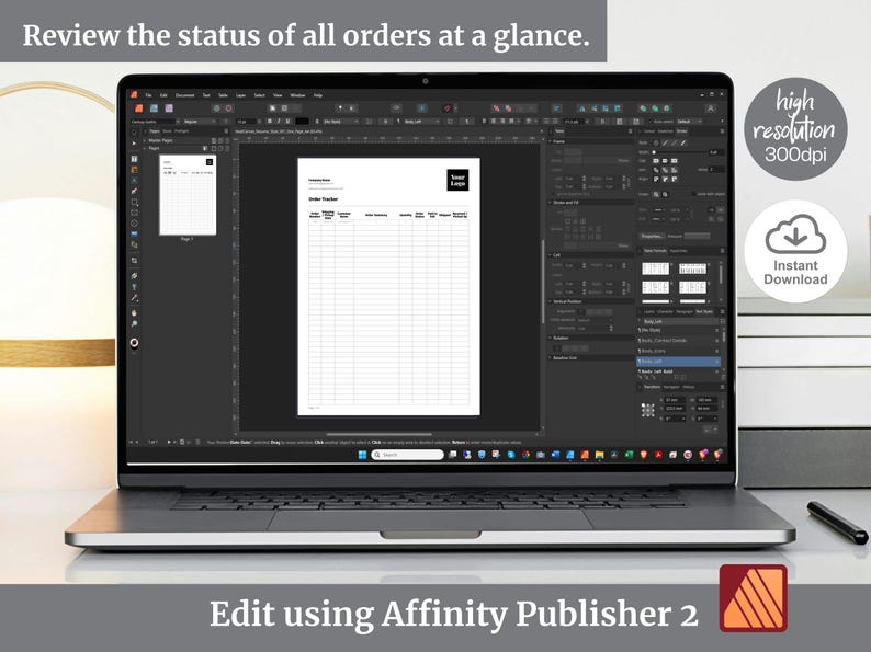 Affinity Publisher Editable Order Tracker Template, Custom Small ...