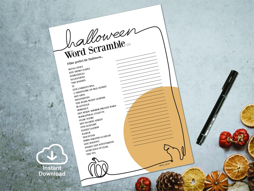 Printable or Digital Halloween Word Scramble Halloween Horror Movie ...