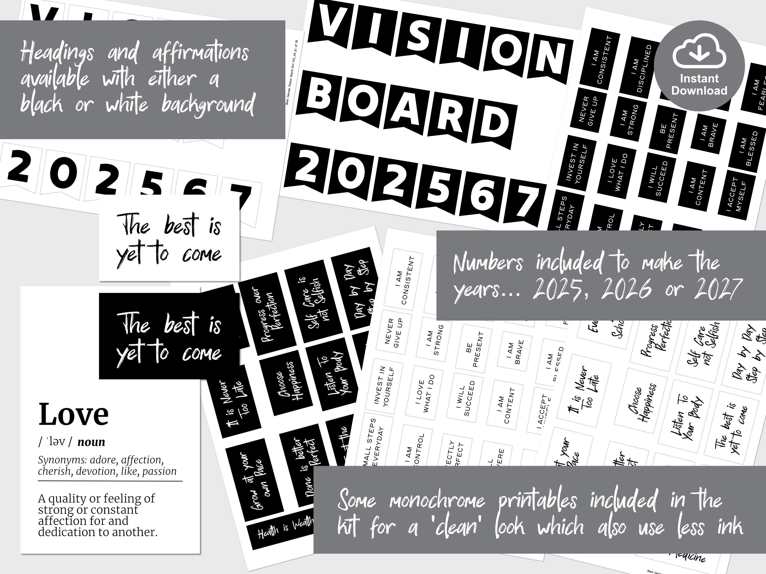 Printable Vision Board Kit: Motivational Collage Template (digital ...