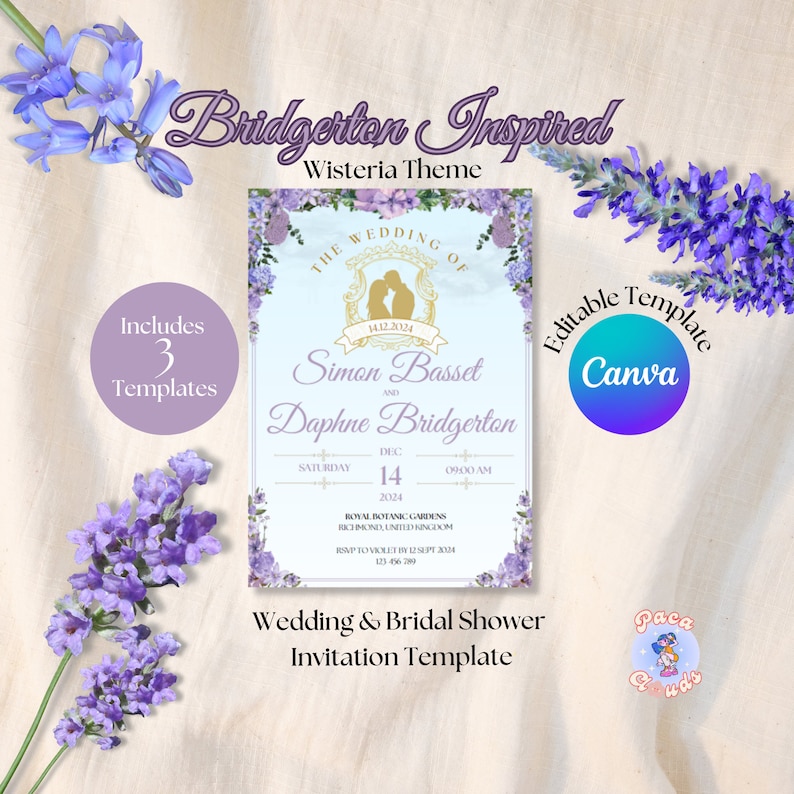 Bridgerton Wisteria Theme Bridal Shower Invitation | Lady Whistledown Wedding Invitation ...