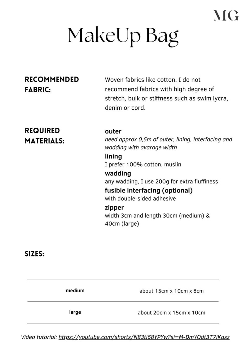 Makeup Bag Sewing Pattern, Cosmetic Bag, Toiletery, Sewing PDF Pattern ...