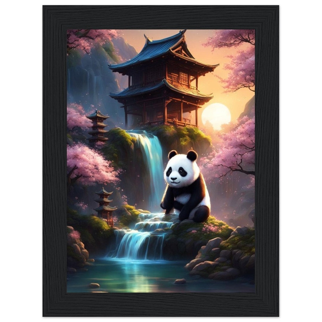 Japanese Style Waterfall With Giant Panda - Etsy