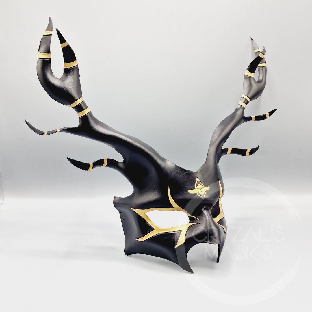 Egyptian Stag Mask Made From Leather With 22cm Antlers, Masquerade ...