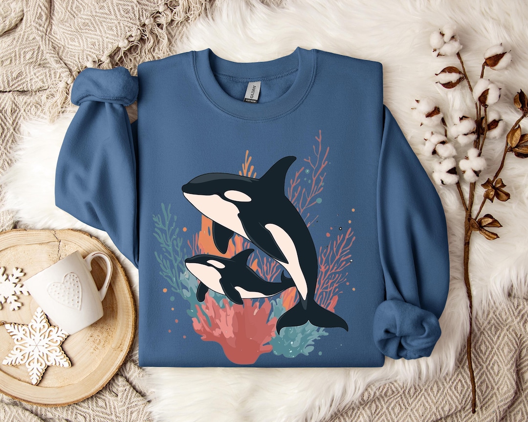 Orca Whale Sweatshirt Cozy Marine Life Design for Nature & Animal ...