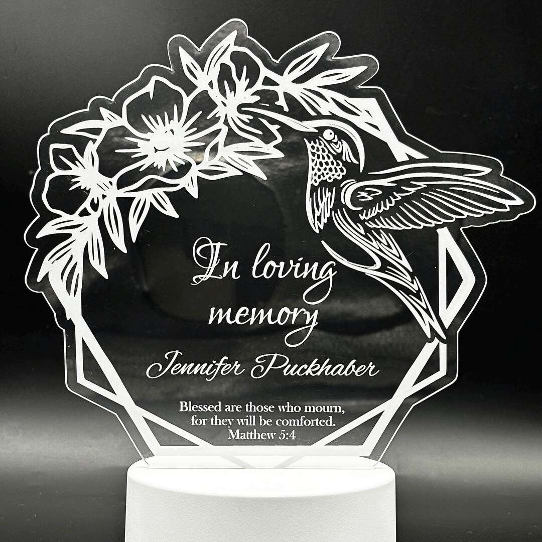 Memorial Gift Lamp, in Loving Memory, Custom Name, With Religious Bible ...