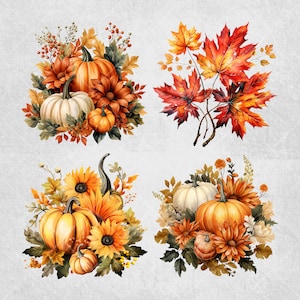 Watercolor Fall Decoration Cozy Autumn Clipart Autumn Elements Clipart ...