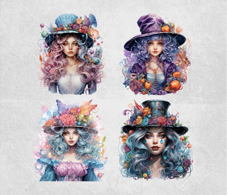 Candy Witch Clipart: Gothic Watercolor PNG Designs (15 Files) - Etsy