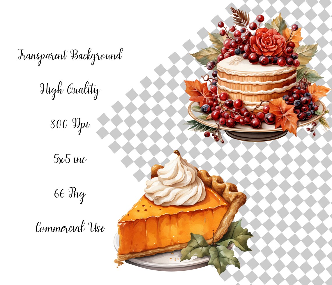 Watercolor Fall Dessert and Drinks Clipart Cozy Autumn Sweet Treats ...