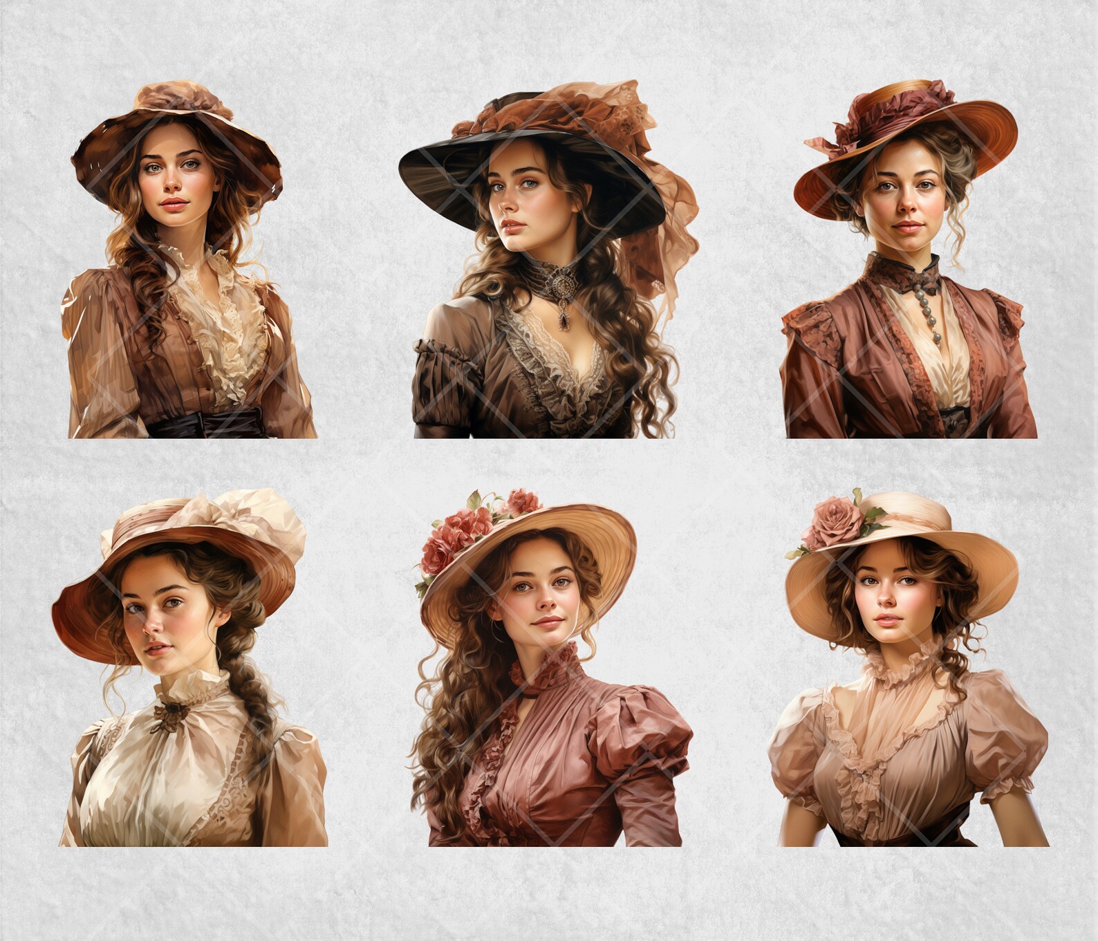 Brown Victorian Woman Clipart Bundle Victorian Themed Junk Journal ...