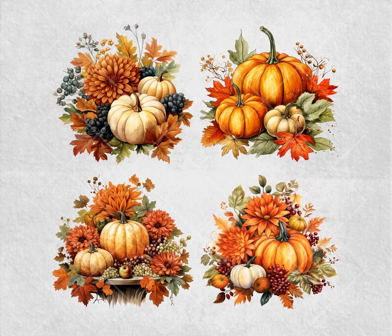 Watercolor Fall Decoration Cozy Autumn Clipart Autumn Elements Clipart ...