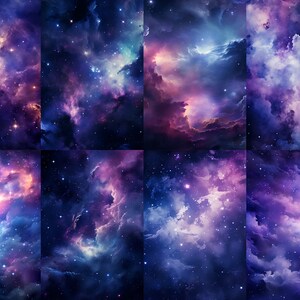 Watercolor Starry Night Digital Paper Purple Watercolor Texture Purple ...
