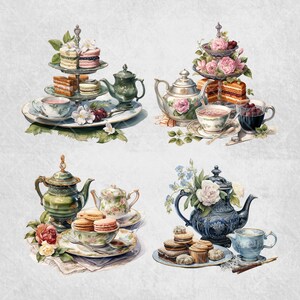 Watercolor Victorian Tea Party Clipart Old Time Graphics Victorian ...