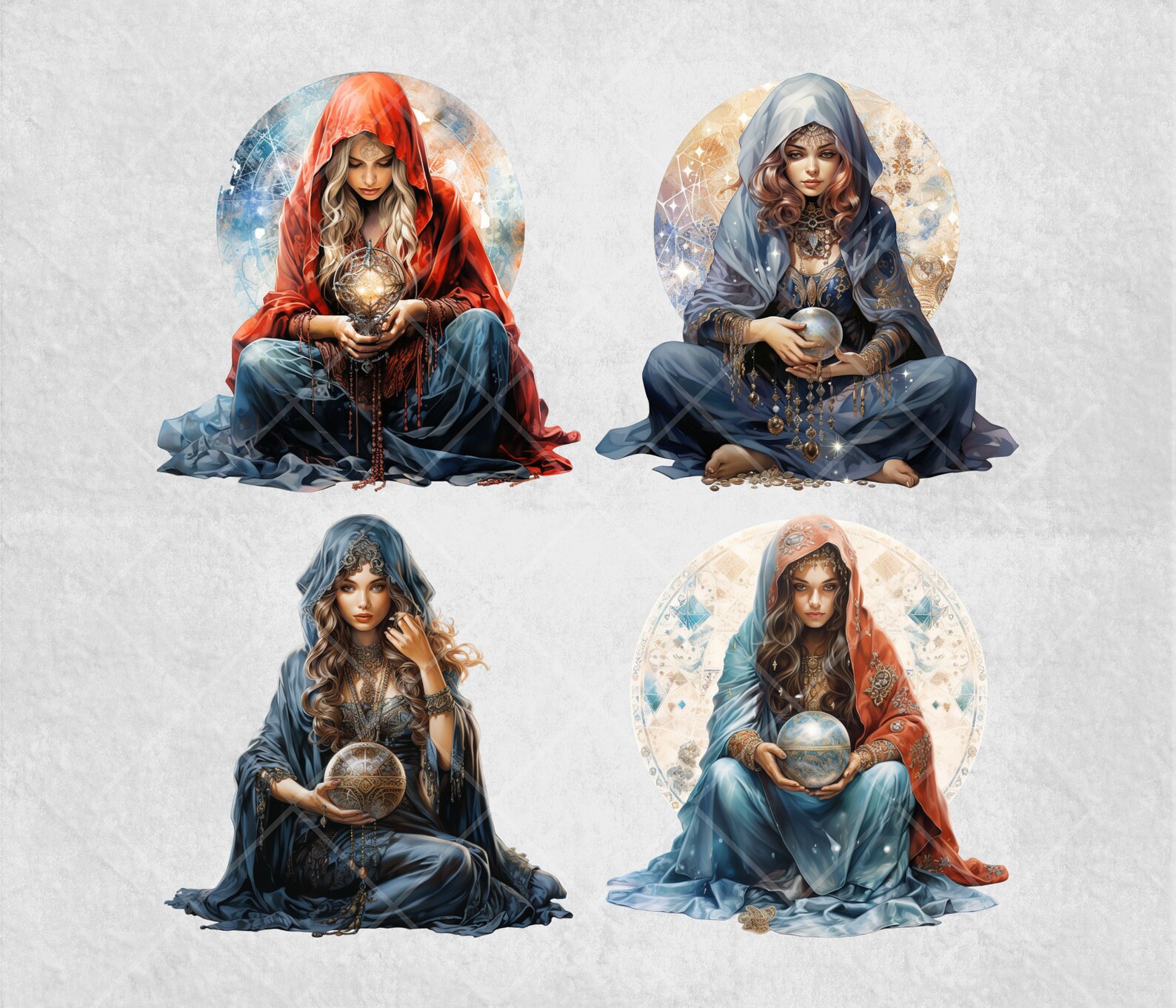 Celestial Fortune Teller Clipart Witch Theme Mystic Clipart Celestial ...