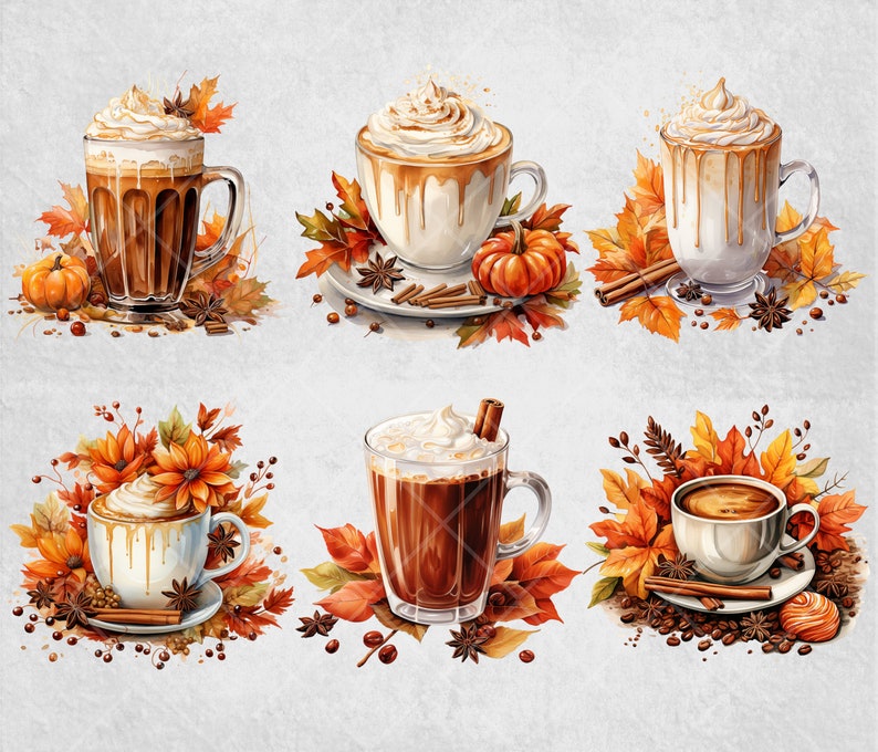 Watercolor Fall Dessert and Drinks Clipart Cozy Autumn Sweet Treats ...