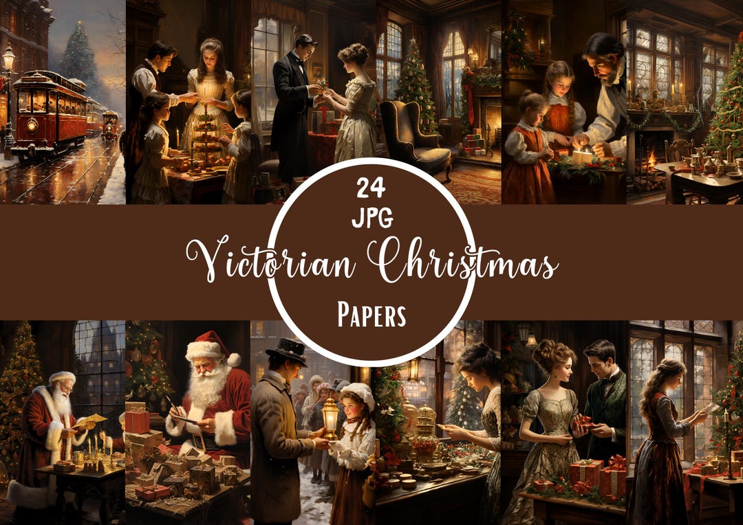 Victorian Christmas Paper Pack: Santa Scenes for Junk Journals (digital ...