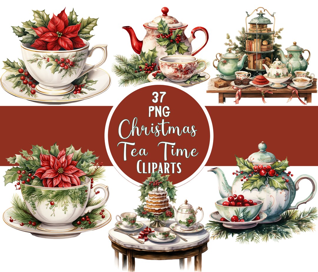 Watercolor Christmas Tea Time Clipart Christmas Tea Png Holiday Teacup ...