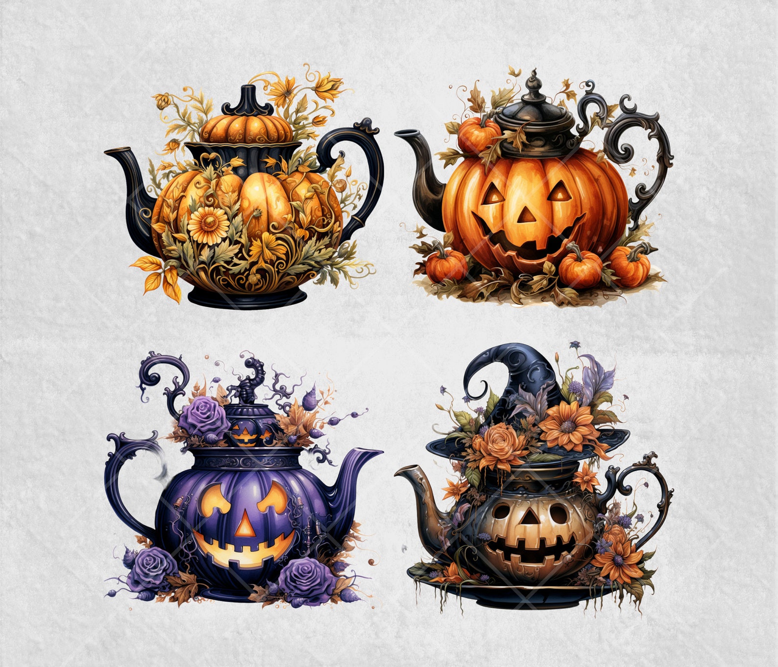Halloween Tea Party Clipart Halloween Decor Png Trick or Treat Pumpkin ...