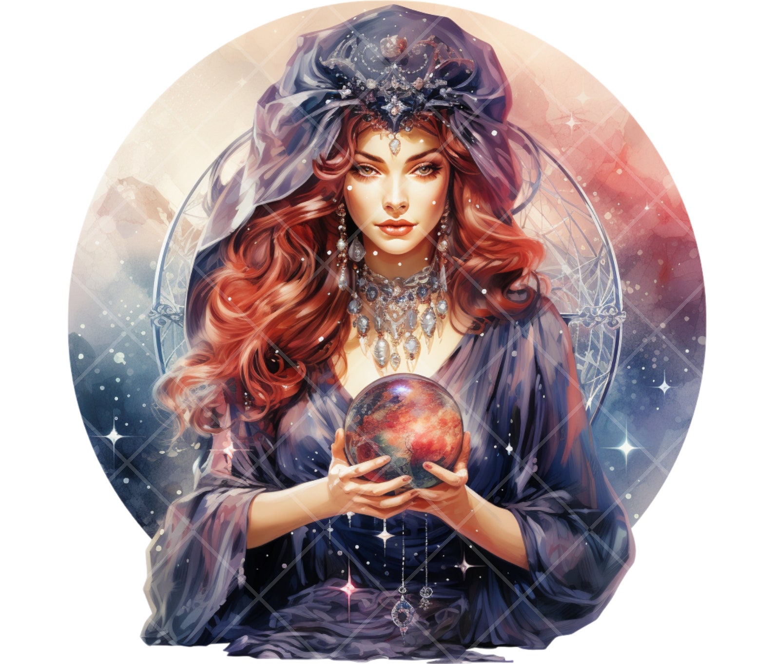 Celestial Fortune Teller Clipart Witch Theme Mystic Clipart Celestial ...
