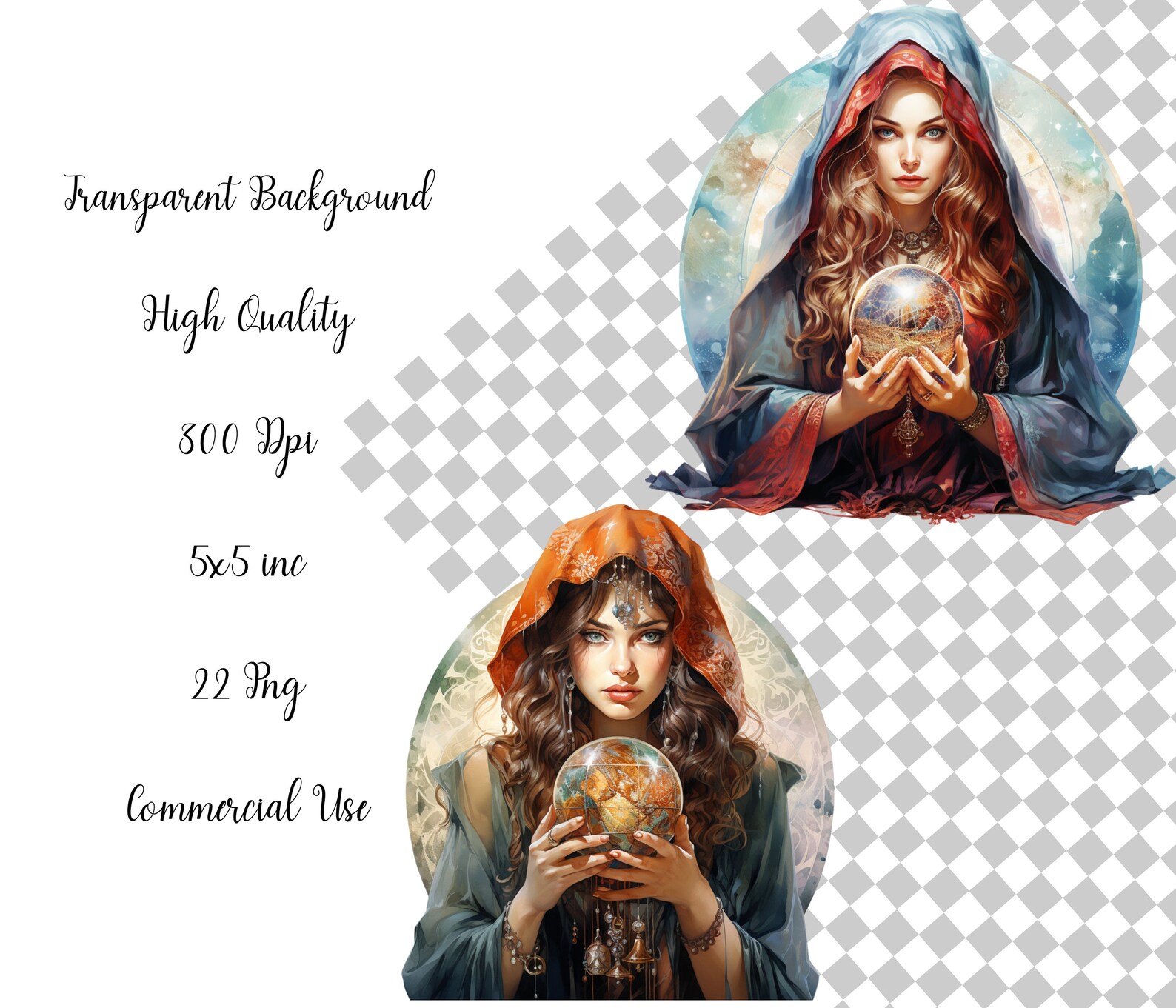 Celestial Fortune Teller Clipart Witch Theme Mystic Clipart Celestial ...