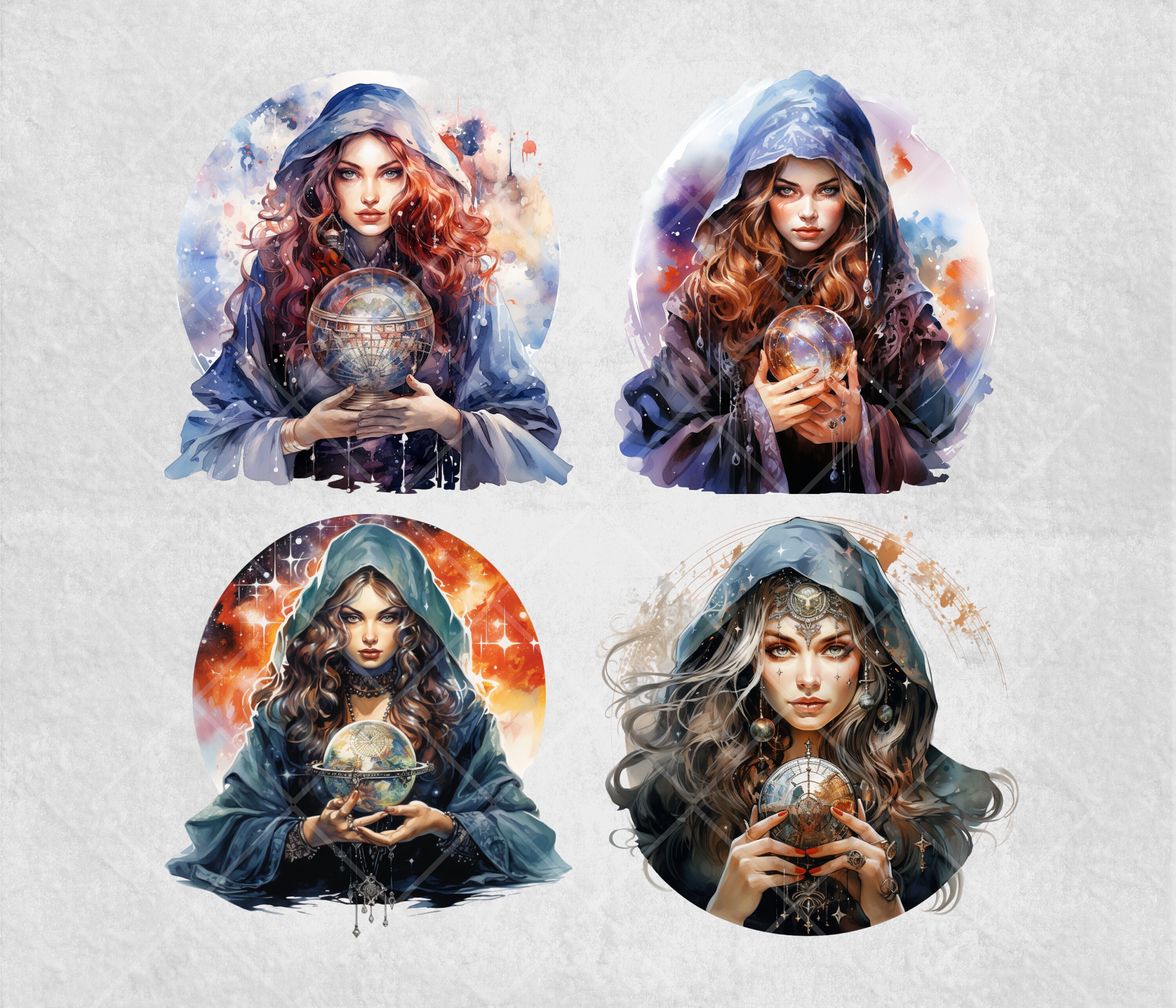 Celestial Fortune Teller Clipart Witch Theme Mystic Clipart Celestial ...