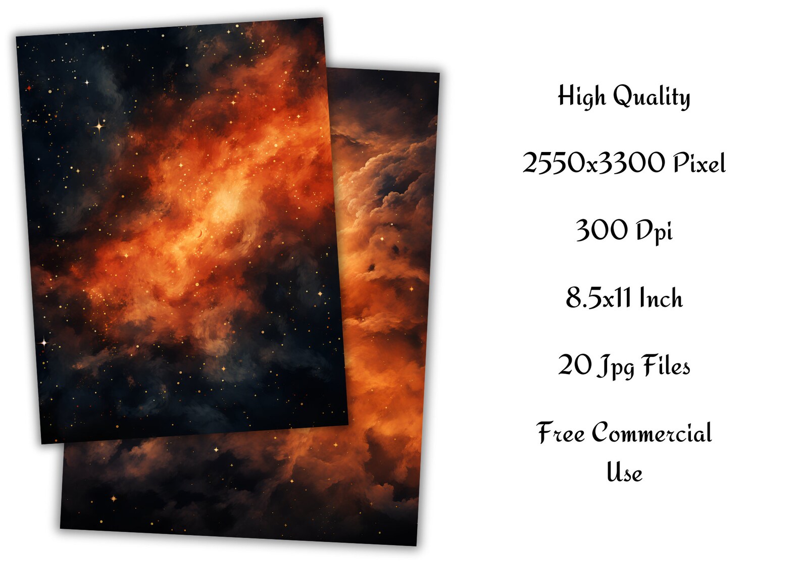 Watercolor Starry Night Digital Paper Orange Watercolor Texture Orange ...