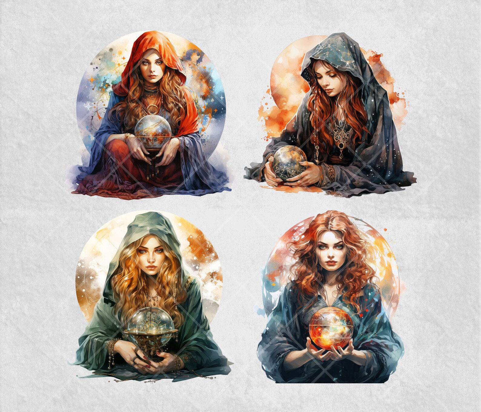 Celestial Fortune Teller Clipart Witch Theme Mystic Clipart Celestial ...