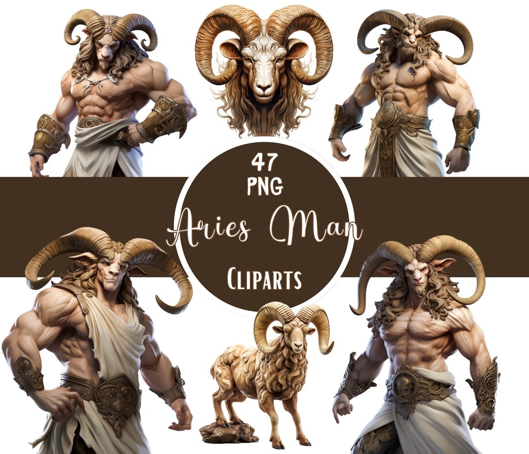 Watercolor Aries Man Clipart Bundle Zodiac Sign Png Astrology Print ...