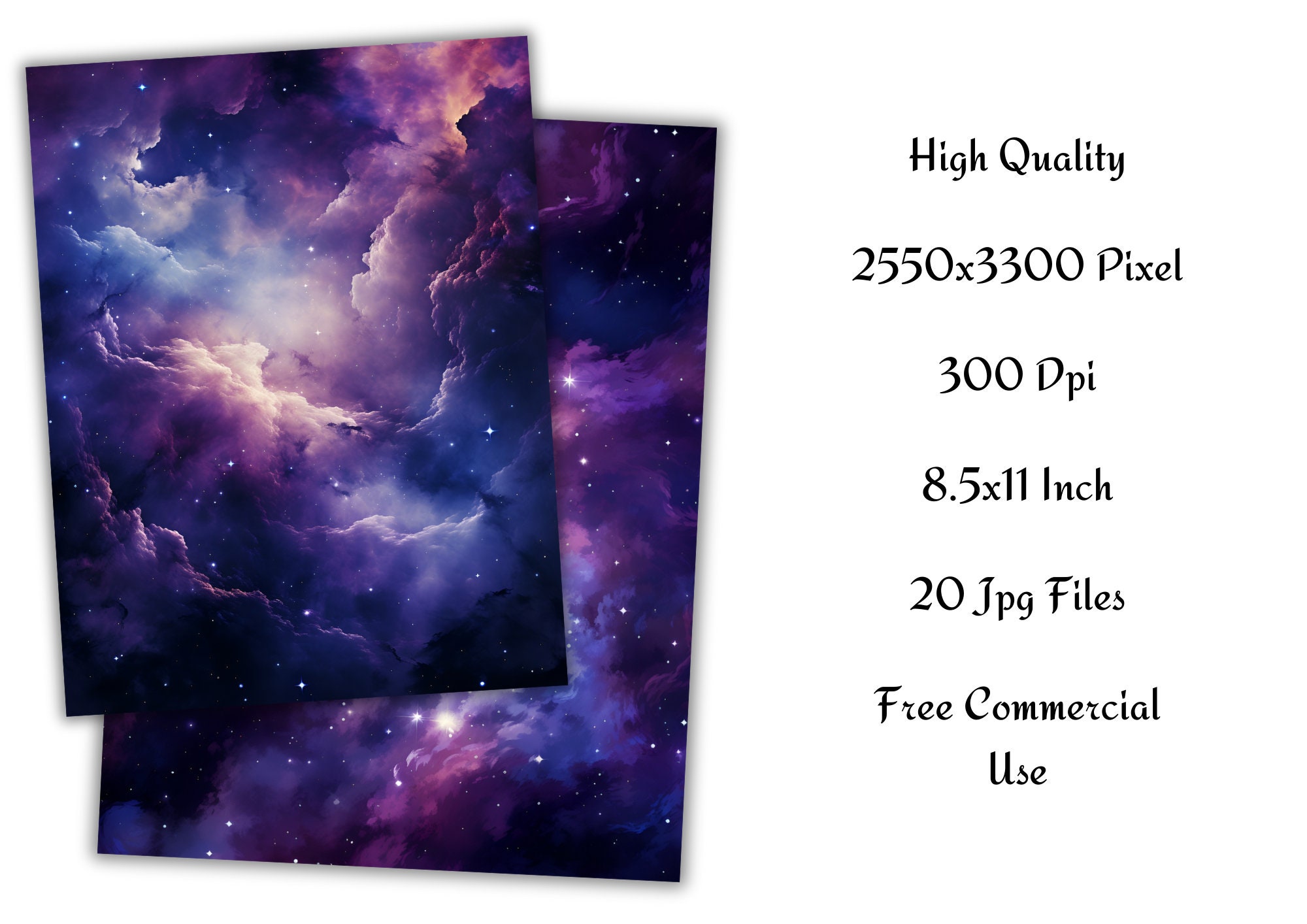 Watercolor Starry Night Digital Paper Purple Watercolor Texture Purple ...