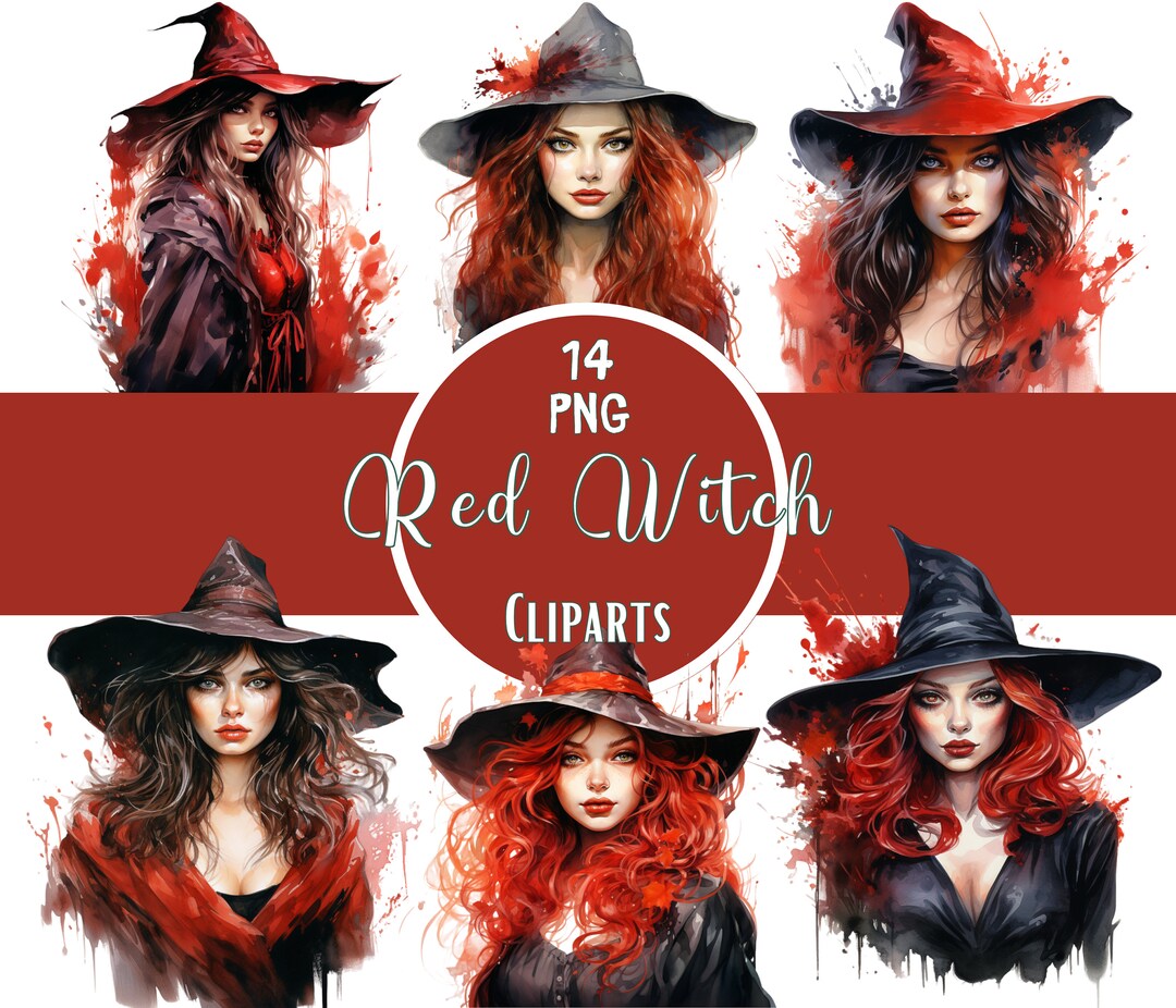 Red Witch Clipart Witchcraft Png Witch Watercolor Witch Designs Red ...