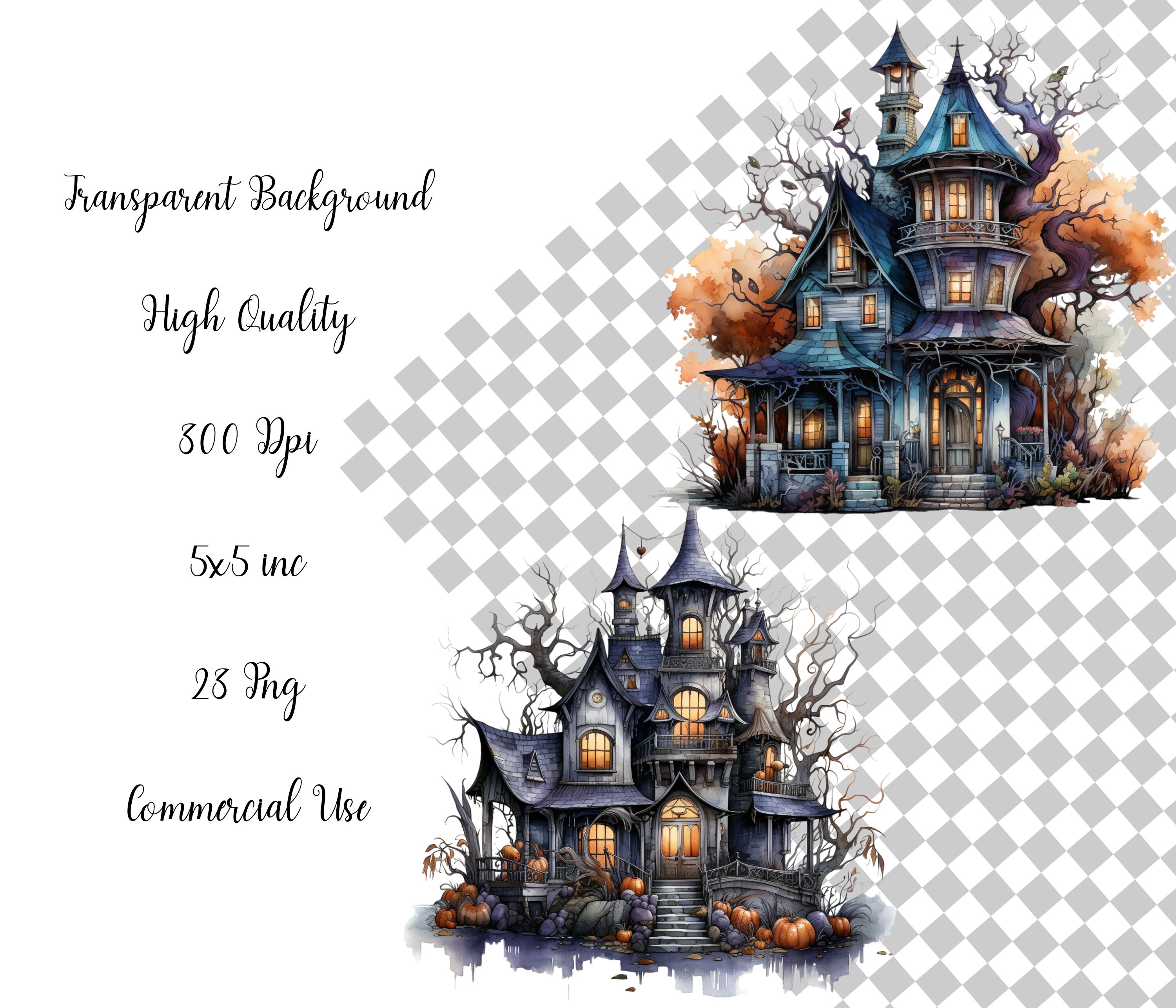 Watercolor Haunted House Png Ghost House Png Haunted Home Graphics ...