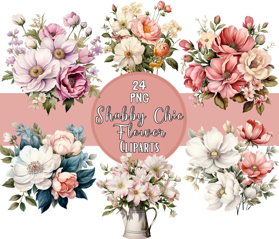 Vintage Shabby Chic Flower Clipart Blush Pink Flowers Wedding Invite ...
