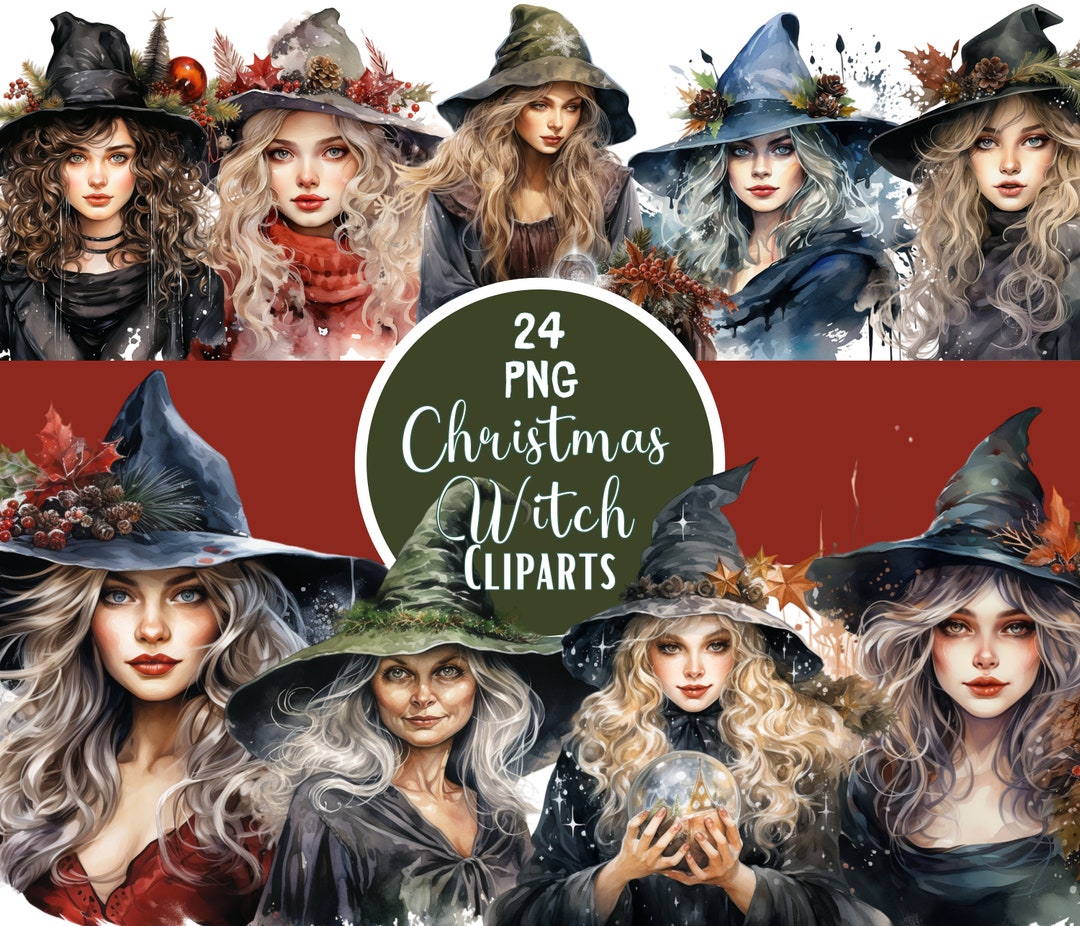 Christmas Witch Clipart Witchcraft Png Witch Watercolor Witch Designs ...