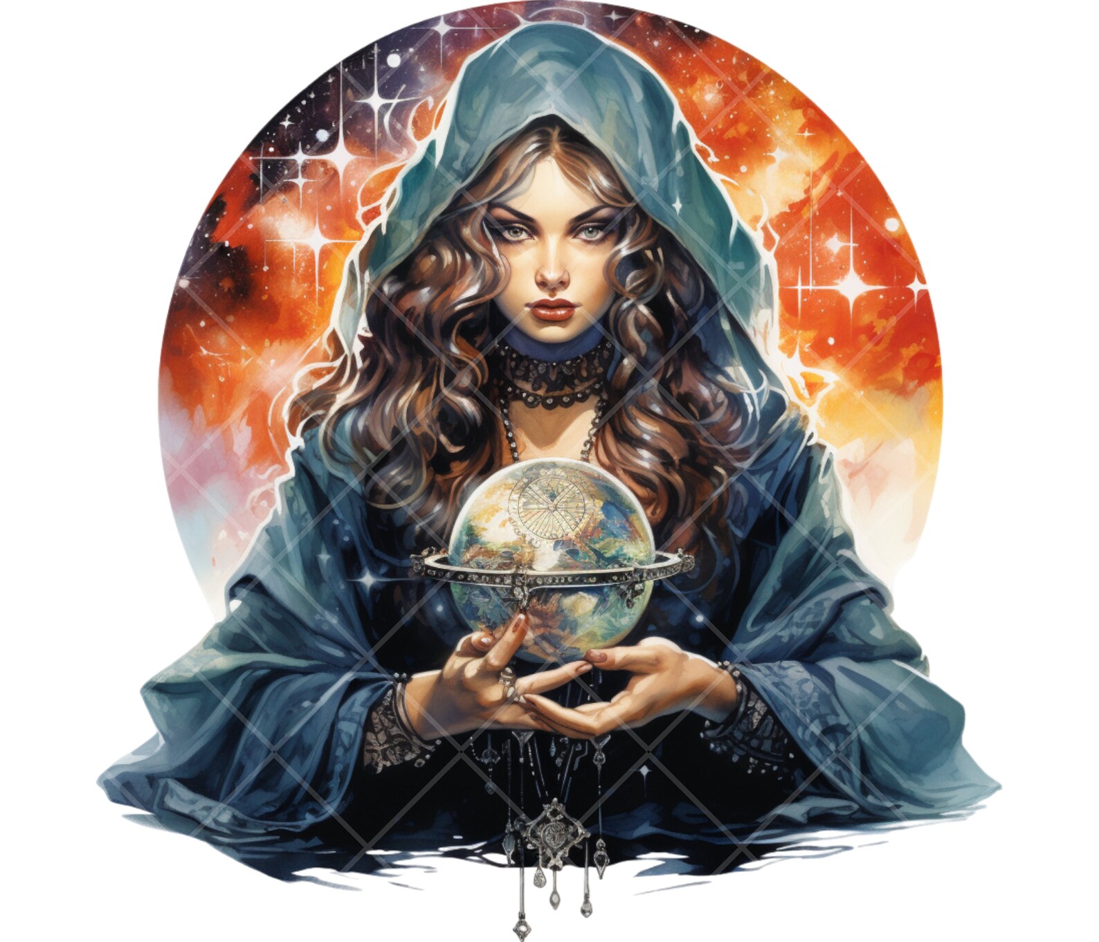 Celestial Fortune Teller Clipart Witch Theme Mystic Clipart Celestial ...