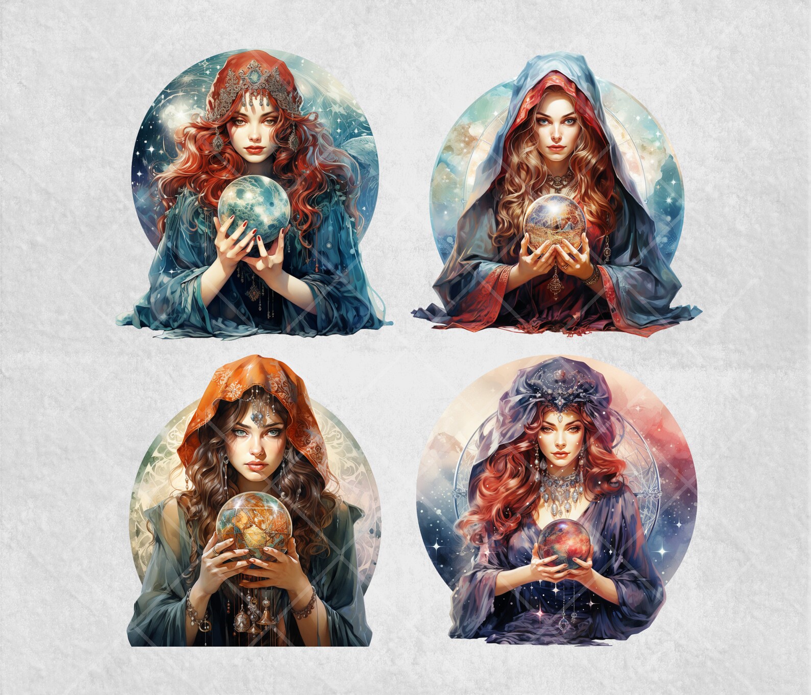 Celestial Fortune Teller Clipart Witch Theme Mystic Clipart Celestial ...