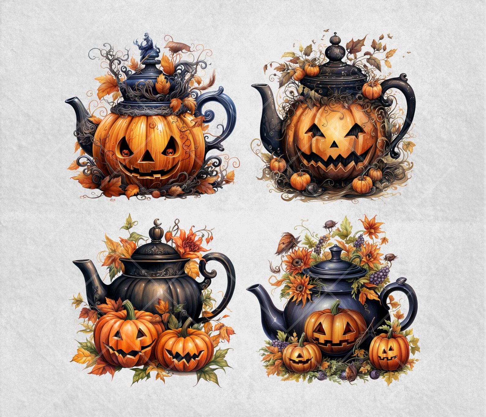 Halloween Tea Party Clipart Halloween Decor Png Trick or Treat Pumpkin ...