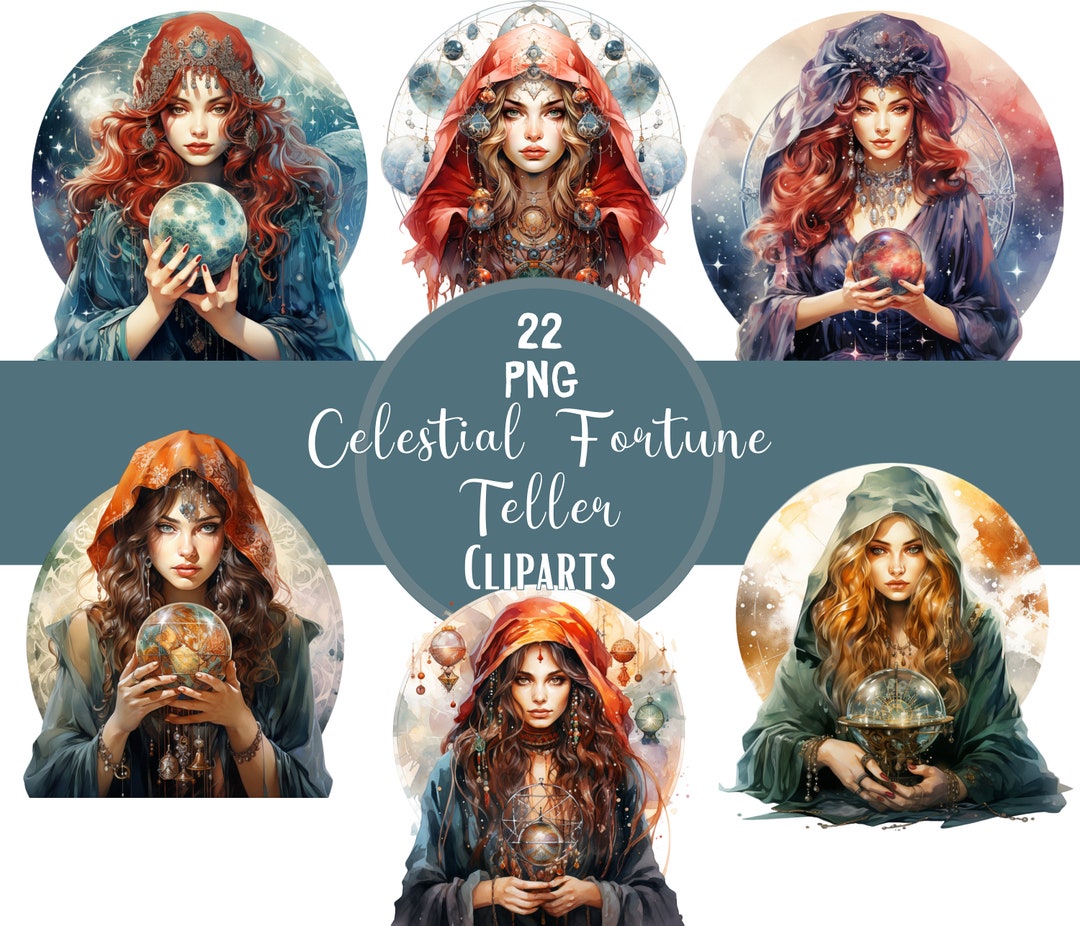 Celestial Fortune Teller Clipart Witch Theme Mystic Clipart Celestial ...