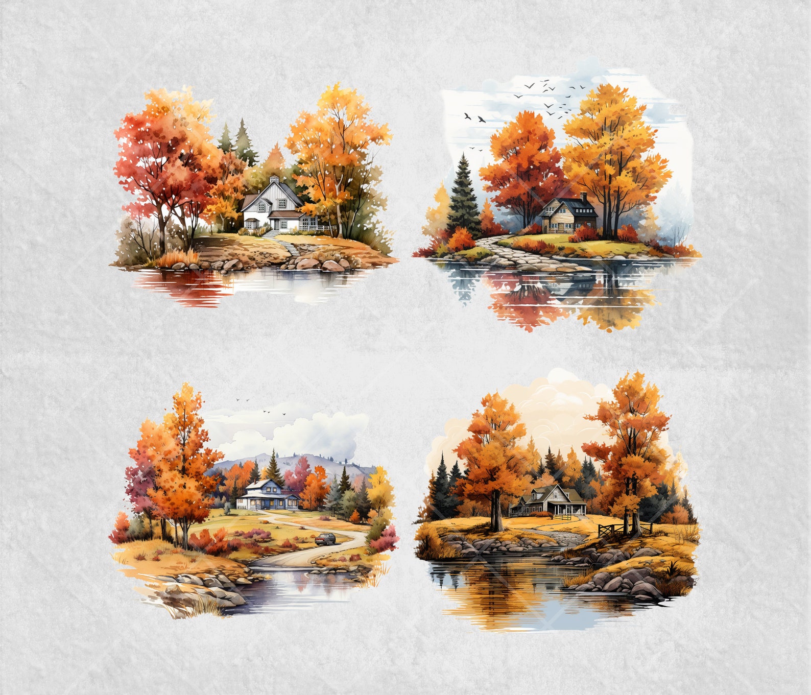Watercolor Autumn Forest Clipart Fall Nature Clipart Nature Graphics ...