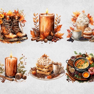 Watercolor Fall Clipart Set Fall Illustration Cozy Autumn Holiday Fall ...