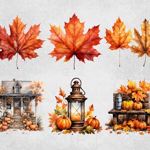 Watercolor Fall Clipart Set Fall Illustration Cozy Autumn Holiday Fall ...