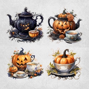 Halloween Tea Party Clipart Halloween Decor Png Trick or Treat Pumpkin ...