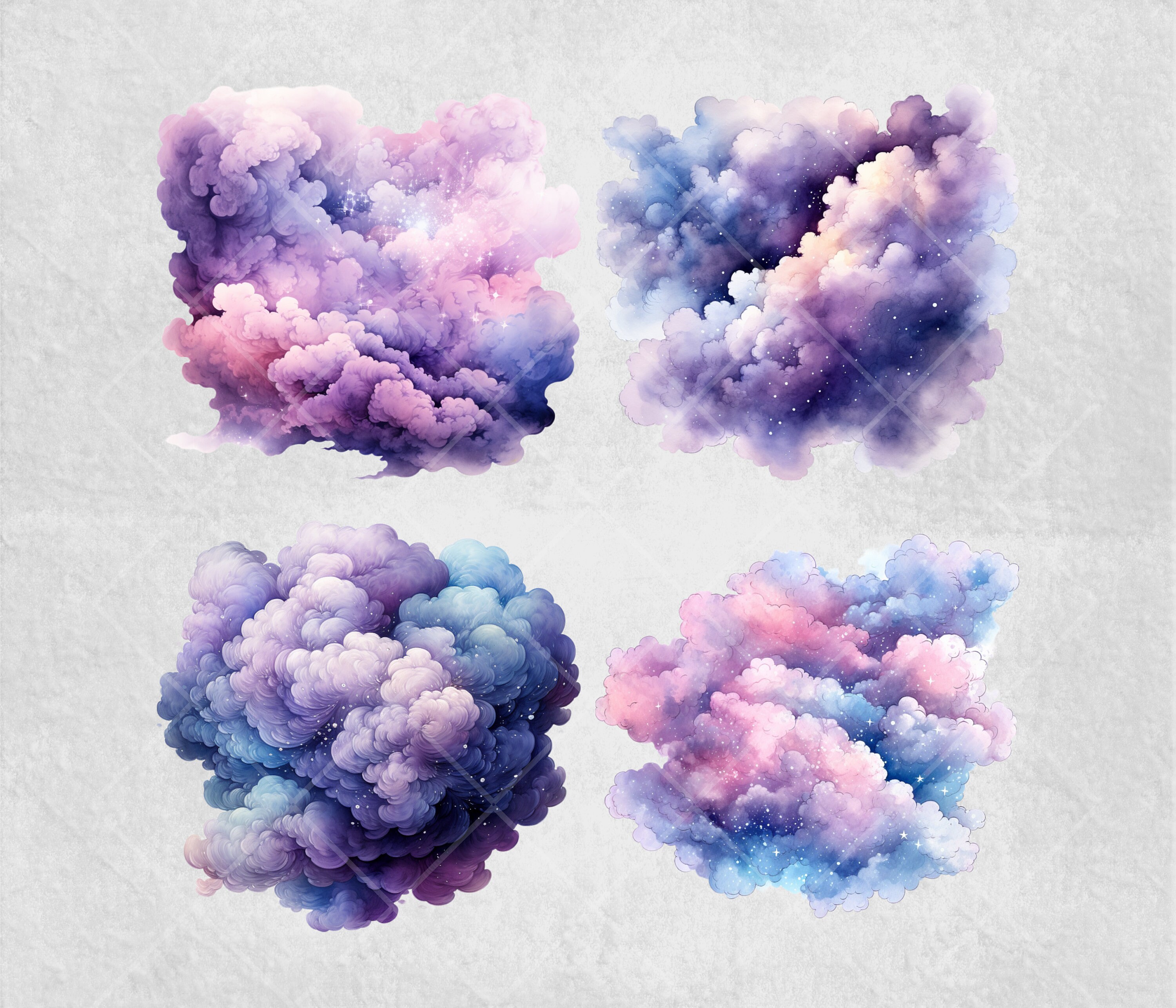 Watercolor Galaxy Cloud Clipart Png Pastel Cloud Sky Elements Whimsical ...