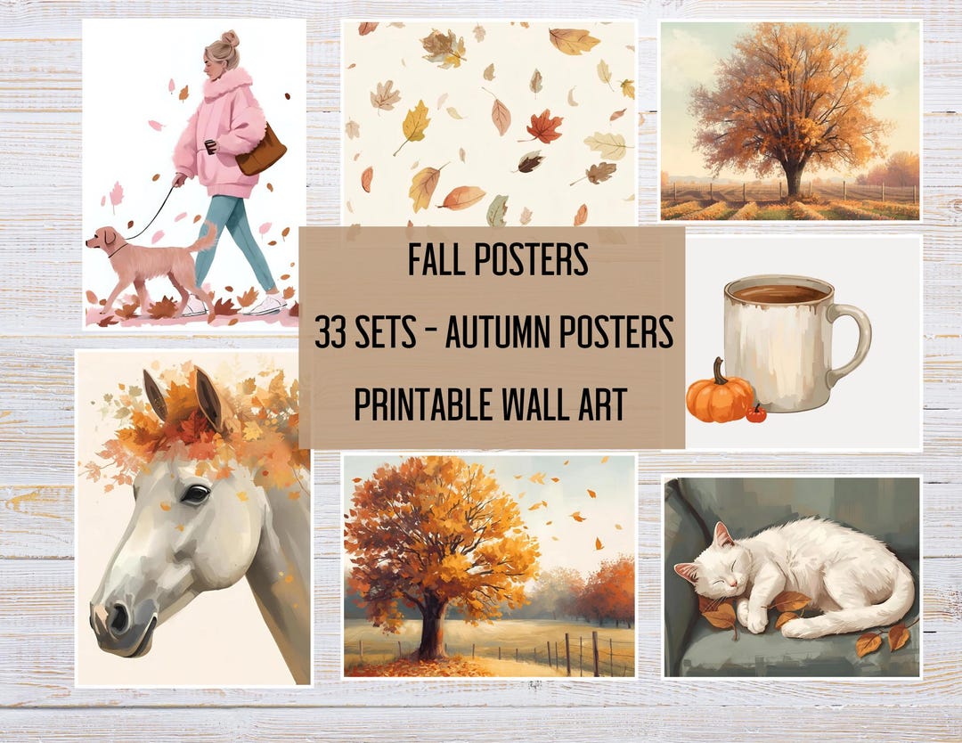 Fall Gallery Wall: Set of 33 Prints, Autumn Posters | Cozy Fall Decor ...