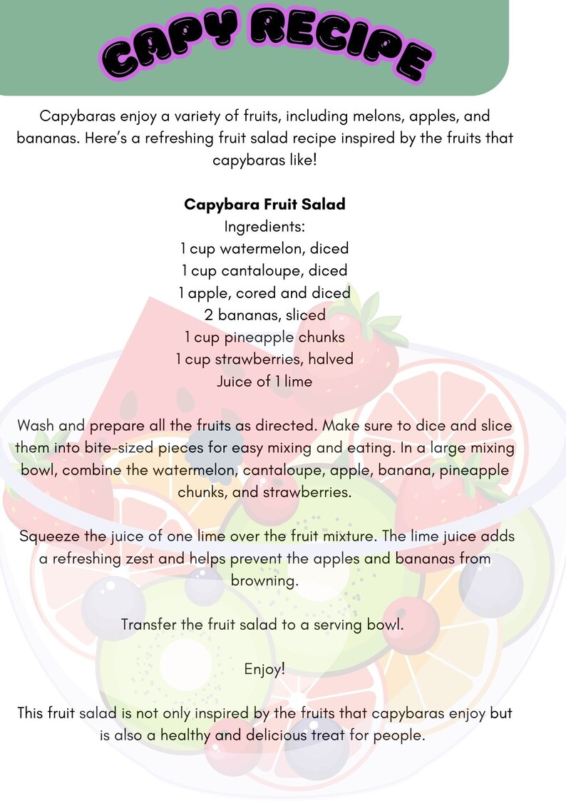 Capybara Unit Study, Capybaras Worksheets, Education - Etsy