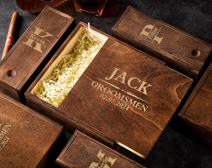 Personalized Groomsmen Gifts Box, Engraved Wooden Box for Wedding, Best ...