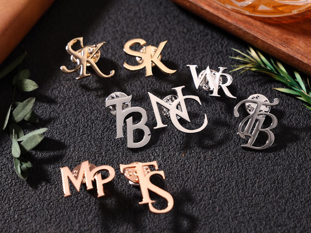 Brooch, Custom Initial Lapel Pin, Custom Lapel Pin, Wedding Gift ...