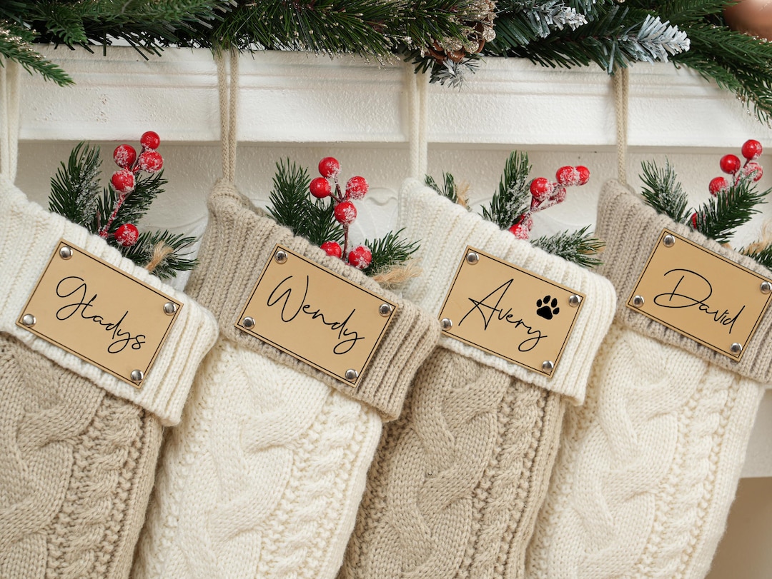 Personalized Stocking With Leather Patch,christmas Giftchristmas ...