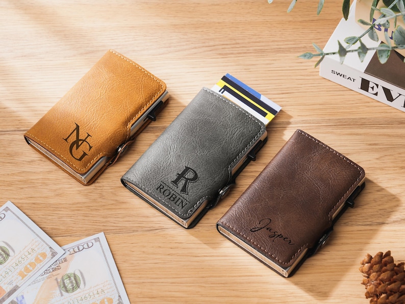 Personalized Slim Wallet, Engrave Leather Wallet for Men, Ideal Gift ...